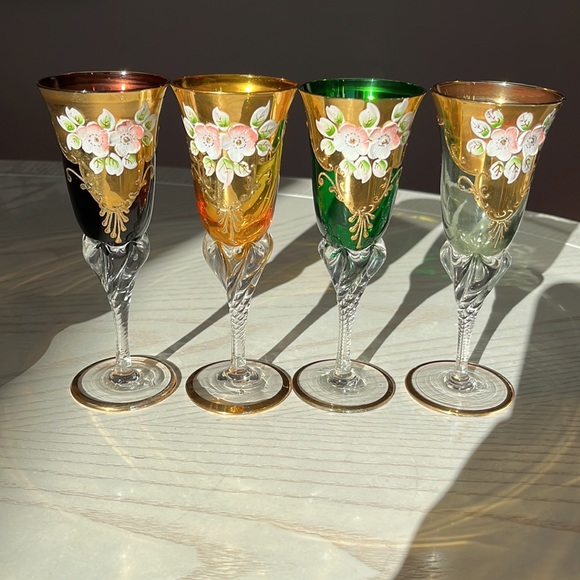 bohemian czech | Dining | Czech Hand Painted Glass Cocktail Set | Poshmark